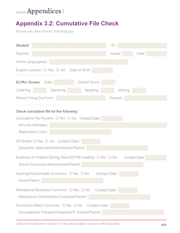 CA Practitioners' Guide Appendices | Multilingual Students with Exceptional Needs
